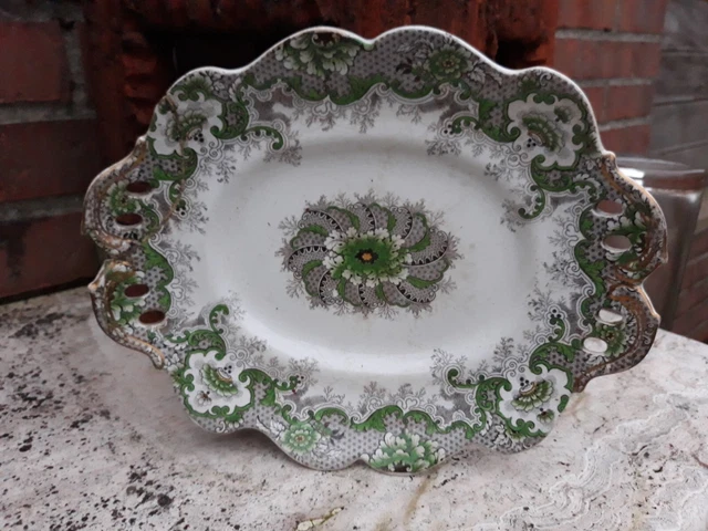 PLAT PRÉSENTATION OVALE Anglaise Cosmopolite Stone Ware J-R Ancien ...