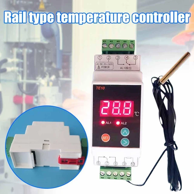 AC 90 ~ 260V Din Rail Thermostat 2-Way Relay Output Temperature Alarm ...