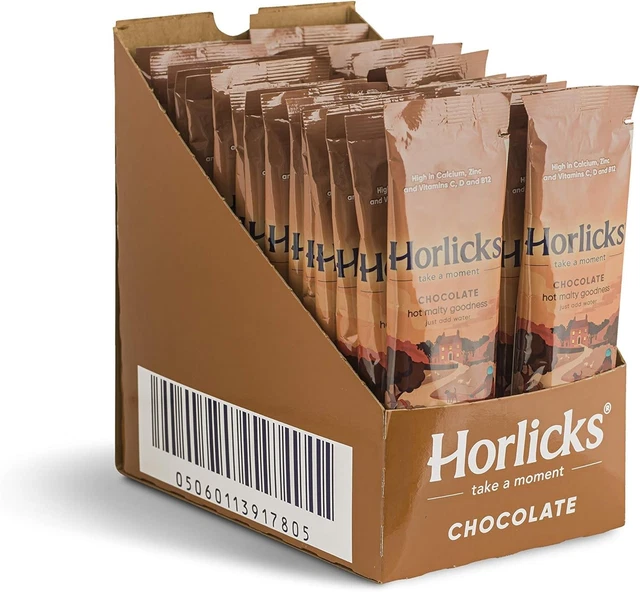 HORLICKS CHOCOLATE MALTED Powder Sachets (Pack of 30) Rich in Ca, Zn ...