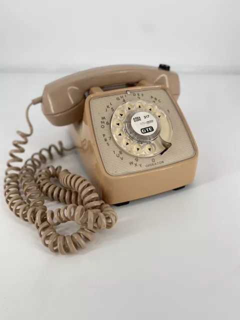 VINTAGE GTE AUTOMATIC Electric Rotary Dial Beige Phone with Volume Dial ...