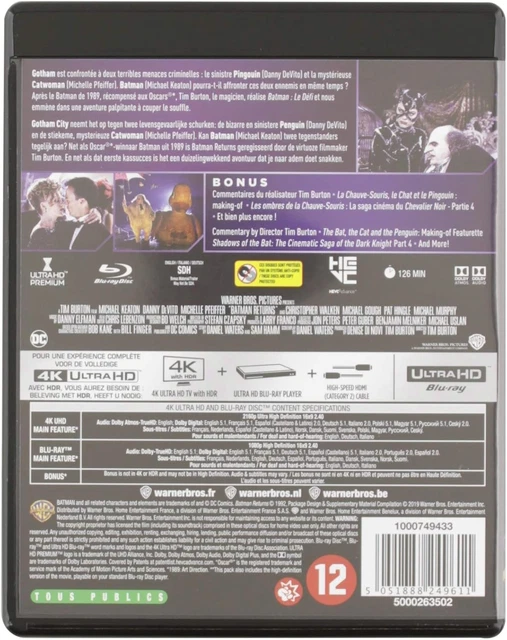 BATMAN RETURNS (4K UHD Blu-ray) Christopher Walken Danny DeVito Michael ...