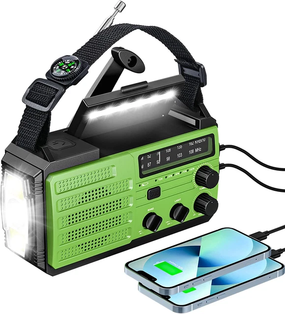 SOLAR CRANK RADIO Am/Fm Radio With Power Bank 8000mAh Battery Hand ...
