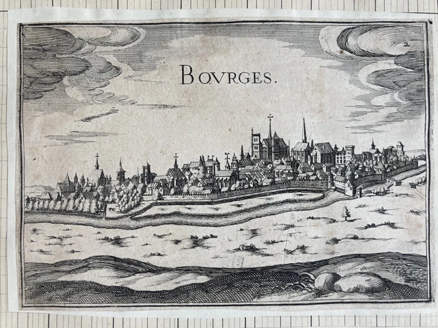GRAVURE PAYSAGE CARTE Plan Vue Ville Bourges 1636 Tassin Christophe ...