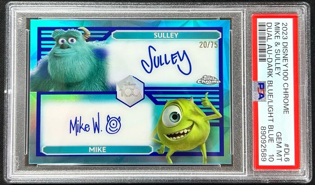 2023 TOPPS CHROME Disney 100 Sulley Mike Dual Blue Auto /75 PSA 10 ...