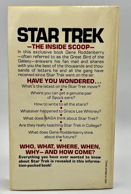 LETTRES À STAR Trek Susan Sackett PB 1ère édition Ballantine (1977) EUR ...