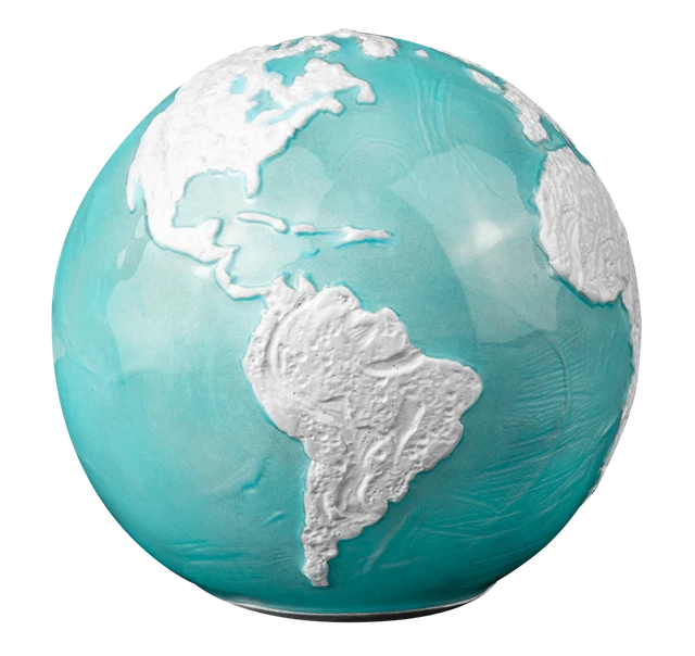 FROZEN MARBLE PLANET Earth Spherical 3 Oz Silver Coin 5$ Barbados 2023 ...