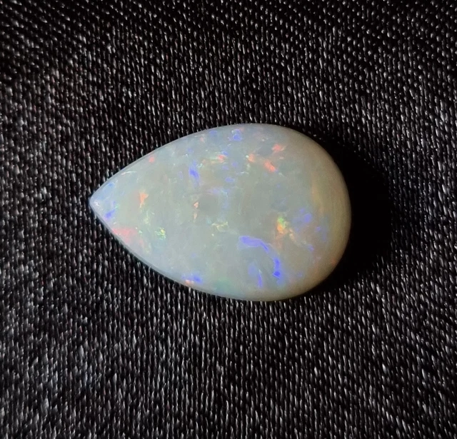 AUSTRALIAN COOBER PEDY Opal White Crystal Pear Cut Cabochon 16x11x3mm 3 ...