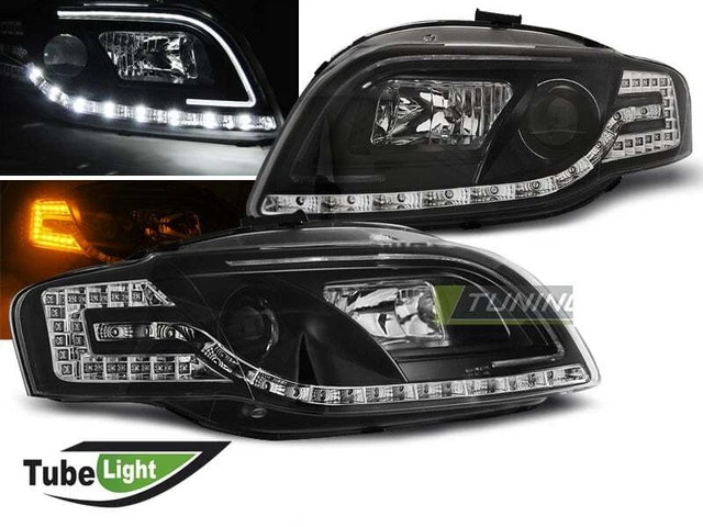 SET OF HEADLIGHTS LED LTI LIGHT TUBE Inside para AUDI A4 B7 04-08 Black ...