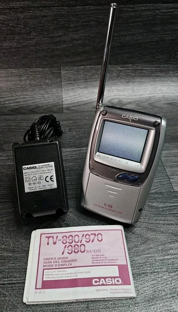 CASIO TI-STN LCD Colour Handheld Pocket UHF Television TV-970D + PSU ...