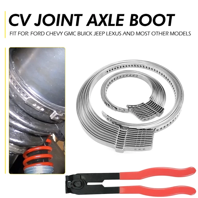 UNIVERSAL ADJUSTABLE AXLE CV Boot Joint Crimp Clamps W/ Clamp Pliers ...