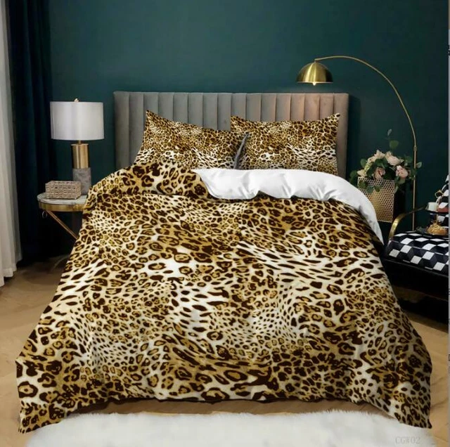 Leopard Print Single Double Queen King Bed Duvet Quilt Doona Cover Set