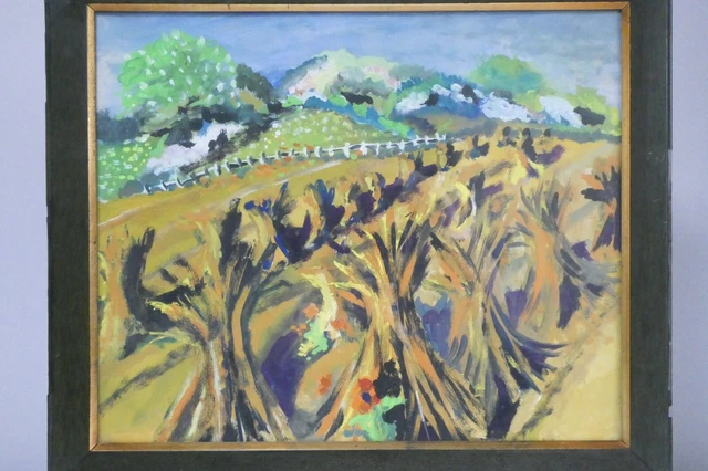 ORIGINAL FAY PEARCE Mid 20th C Impressionist Landscape Gouache Painting ...