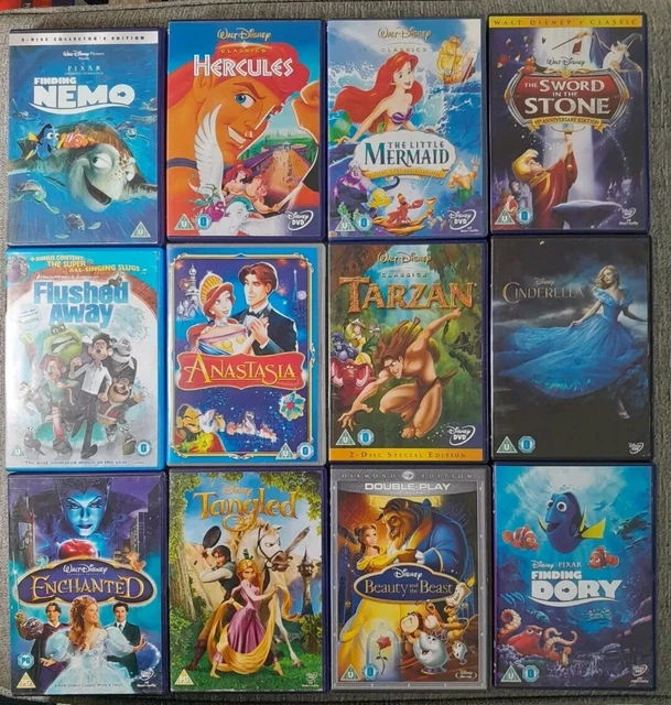 KIDS DISNEY DVD Bundle Tangled Finding Nemo Enchanted Litte Mermaid ...