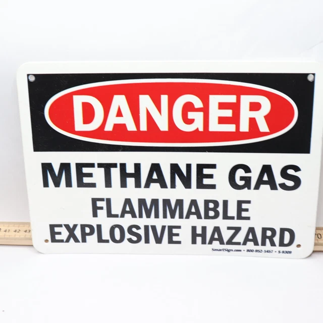 SMARTSIGN DANGER METHANE Gas Flammable Aluminum Reflective Sign 10" x 7 ...