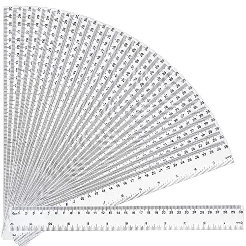 RULER PLASTIC 12INCH 30 Packs Clear Rulers Centimeter And Metric ...