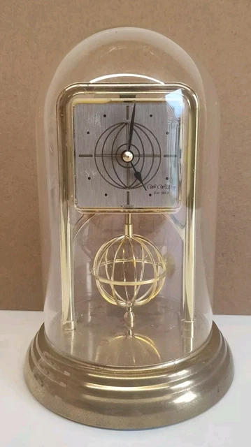 WILLIAM WIDDOP QUARTZ Mantel Carriage Clock Glass Cloche Pendulum Not ...