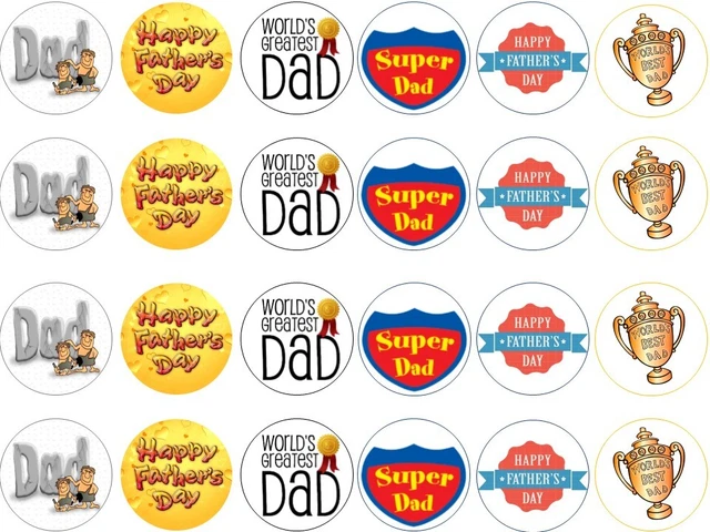 24 FATHERS DAY Edible Cupcake Toppers icing/wafer £5.50 - PicClick UK