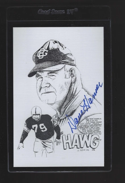 DAVE HANNER GREEN Bay Packers Signed Auto 4x6 Football Art Card ...