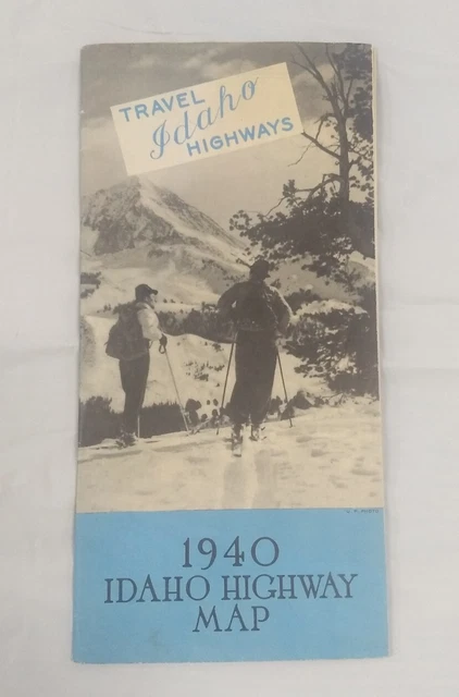 1940 IDAHO HIGHWAY Map Travel Brochure Vintage Road Photos Vacation ...