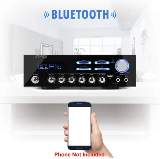 HIFI BLUETOOTH BOOKSHELF Stereo System 5" Passive Speakers Amplifier ...