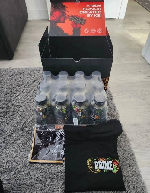 PRIME HYDRATION X KSI BUNDLE-LIMITED EDITION-UK 12 PACK + Size Large T ...