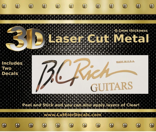 BC RICH GUITAR Headstock Decal Sticker Restoration 3D metal Logo M74 ...