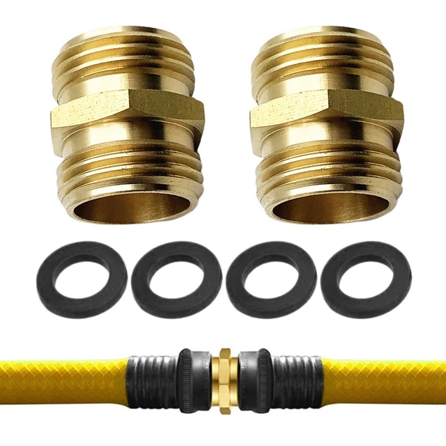 RACCORD DE TUYAU d'arrosage en laiton double adaptateur mâle lot de 2 problème EUR 12,36 ...