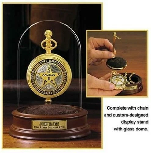 RARE FRANKLIN MINT John Wayne Texas Ranger Pocket Watch with Stand ...