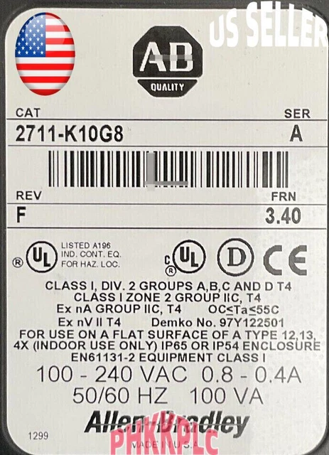 ALLEN BRADLEY PANELVIEW 1000 2711-K10G8 HMI Touchscreen Keypad 10 ...