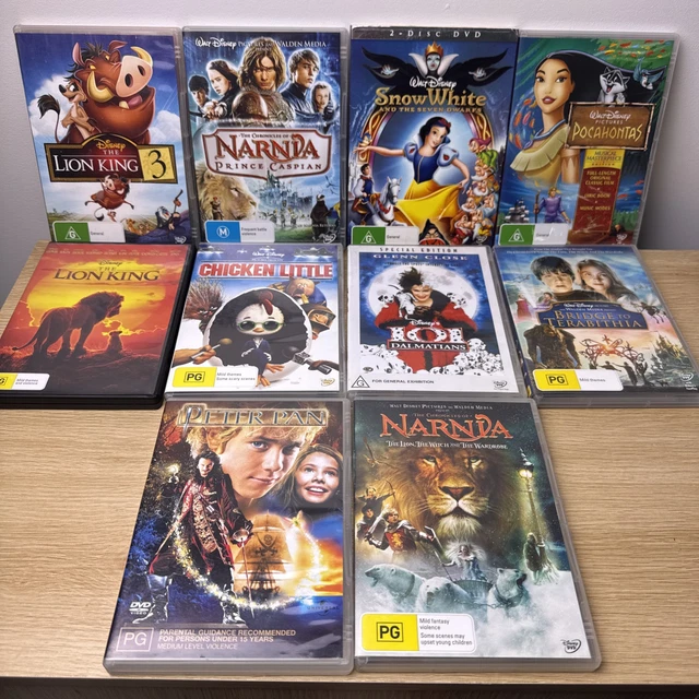 DISNEY MOVIE BUNDLE x 10 DVD Region 4 Peter Pan 101 Dalmatians Narnia ...