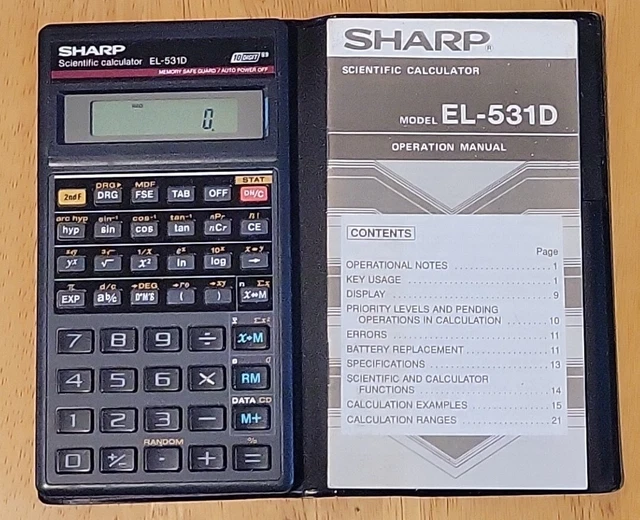 SHARP SCIENTIFIC CALCULATOR EL-531D Memory Safe Guard Auto Power Off ...