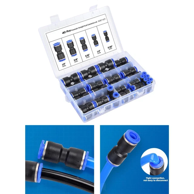 40X CONNECTEURS POUSSOIRS Droits Raccords De Conduite D'air Connecter ...