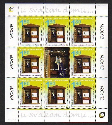 EUROPA CEPT BOSNHERZ (Croatian Post Mostar) 2003 KB/minisheet pfr ...