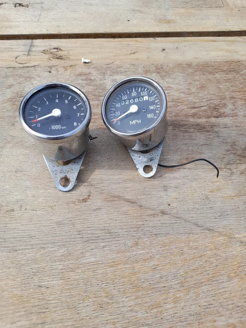 HARLEY TRIUMPH BSA Ect Custom Chopper Mini Speedometer And Tacometer £ ...