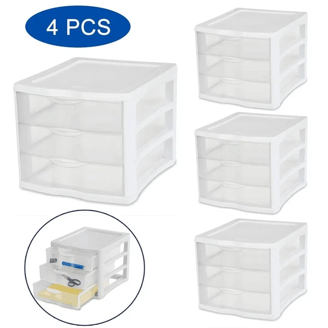 PLASTIC STORAGE DRAWERS Tower Unit Desktop Home Bathroom School ...