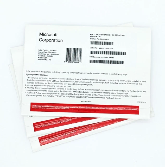 MICROSOFT WINDOWS 11 Pro DVD + Sticker Key in Box Full Version For 1-PC ...