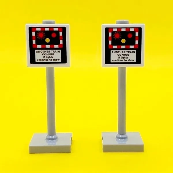 NEW LEGO® TRAIN Track Part Level Crossing Signs x2 Street Road Traffic ...