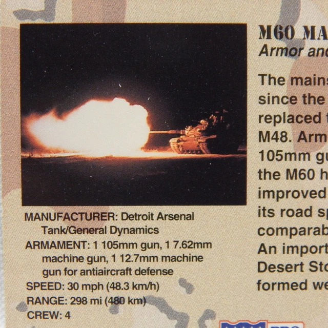 MILITARY ASSET M60 Main Battle Tank Desert Storm Trading Card #211 £1. ...