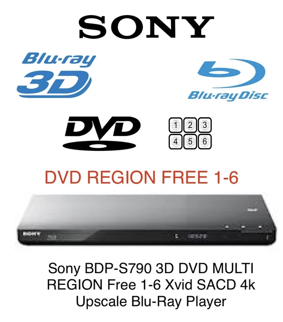 SONY BDP-S790 3D DVD MULTI REGION Free 1-6 Xvid SACD 4k Upscale Blu-Ray ...