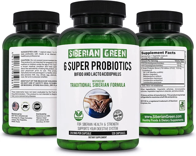 SIBERIAN GREEN 6 Super Probiotics 120 Capsules - Traditional Formula ...