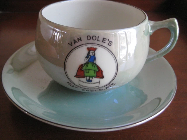VINTAGE CUP AND SAUCER VAN DOLE'S HOT CHOCOLATE RARE ADVERTISING c1930 ...