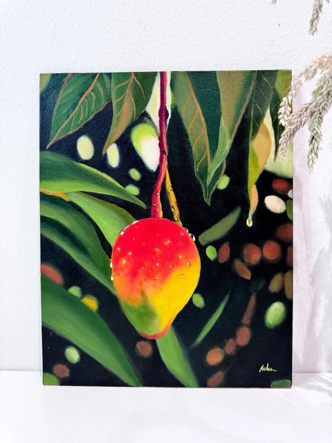 MANGO TREE OIL painting On Canvas Panel realistic Fruit Still Life Art ...