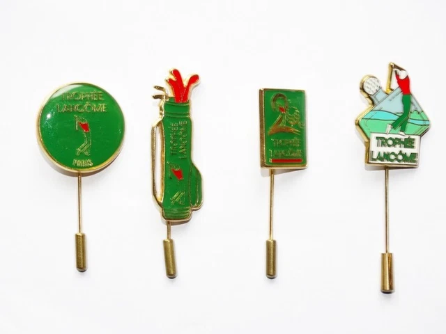 4 ÉPINGLETTES PINDLE golf trophée Lancôme Arthus Bertrand AB green club ...