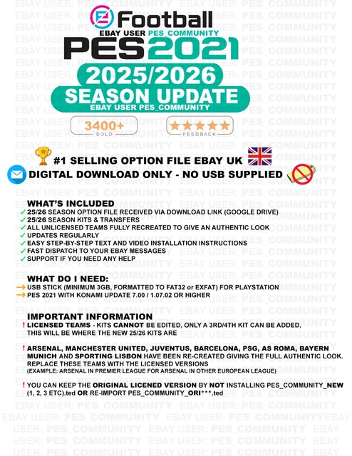 PES 2021 OPTION File Patch- *25/26 SEASON & WORLD CUP 26 OUT NOW *PC ...