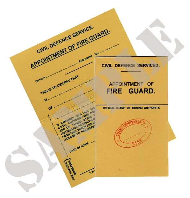 WW2 FIRE GUARD ID Card (Exact copy) £4.00 - PicClick UK