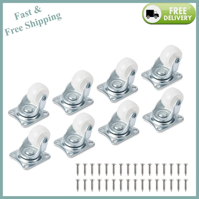 8 PACK 1& Low Profile Casters Wheels for Furniture, Small Swivel Caster ...