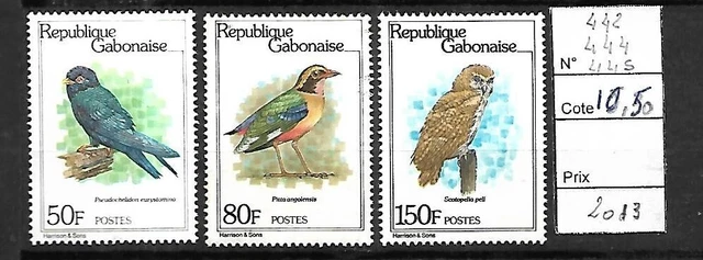 GABON POSTE Aérienne 2013 oiseaux cat yt n° 442, 444,445 n** MNH EUR 3 ...
