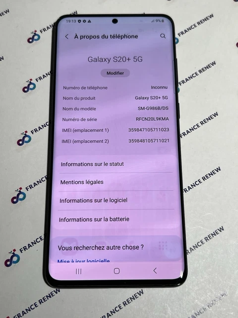 SMARTPHONE SAMSUNG GALAXY S20 PLUS SM-G986B/DS 128 Go ÉCRAN FANTOME EUR ...