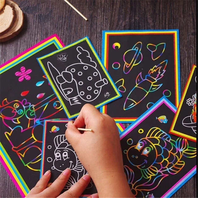 CARTOON KIDS DIY Scratch Book Coating Drawing Graffiti Painting ...