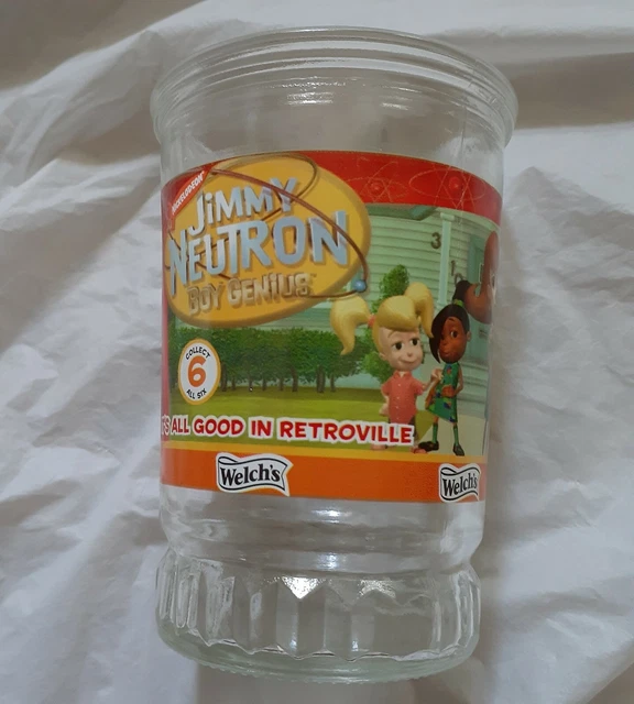 VINTAGE JIMMY NEUTRON Boy Genius Class Retroville Welch's Jelly Jar ...